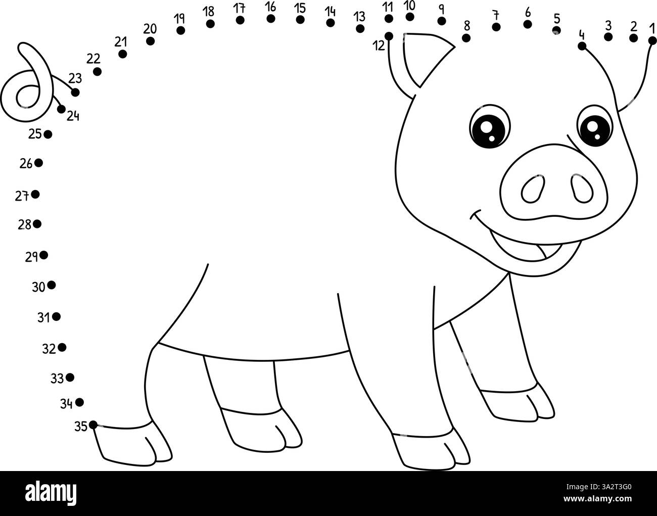 Dot to Dot Pig Farm Animal Isolated Coloring Page Stock Vector Image & Art - Alamy