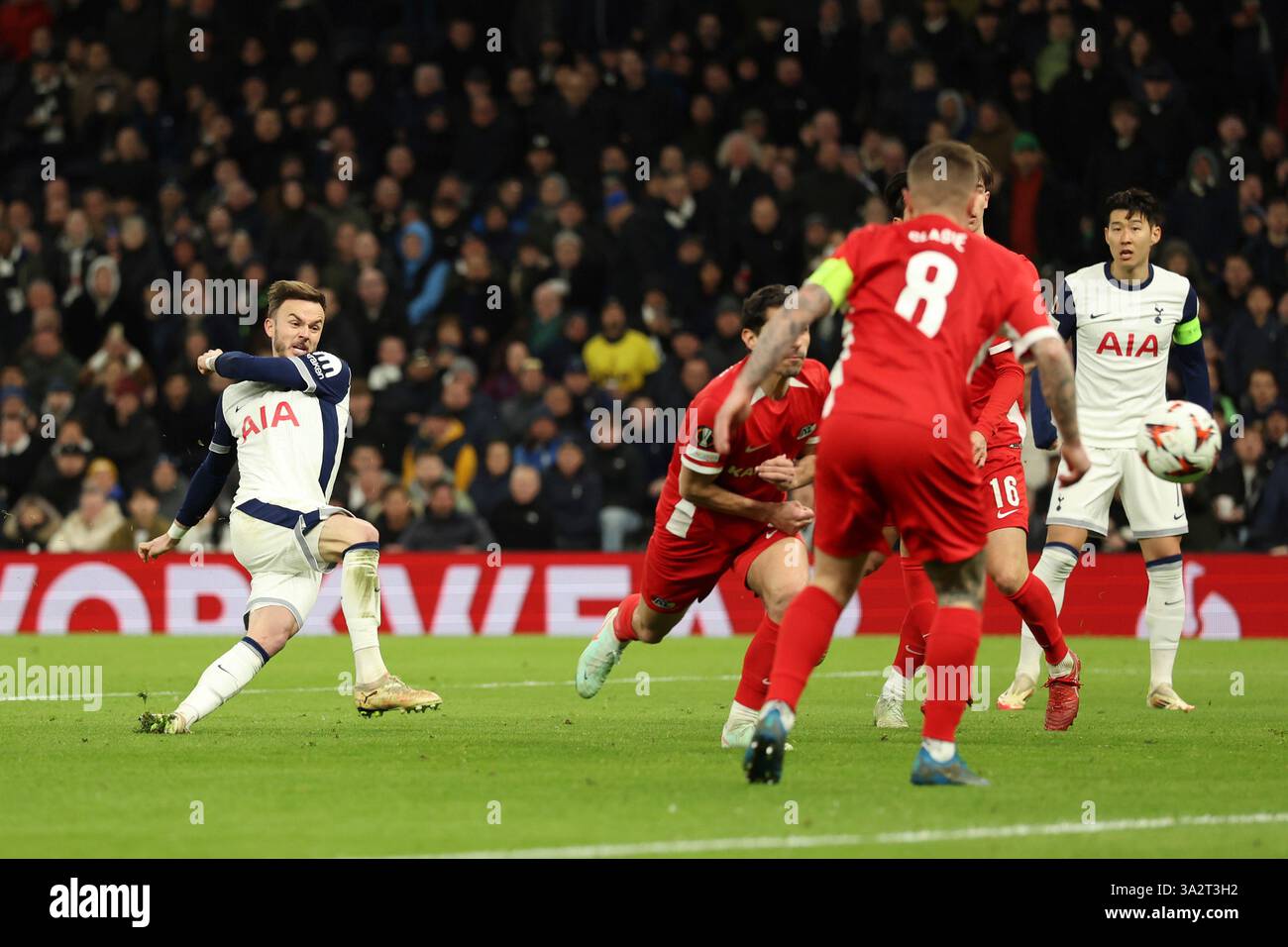 Tottenham's James Maddison scores his side's second goal during the ...