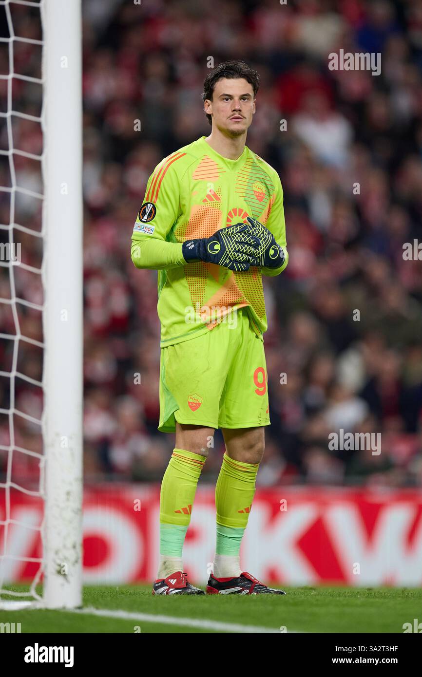 Mike Svilar of AS Roma looks on during the UEFA Europa League 2024/25 ...