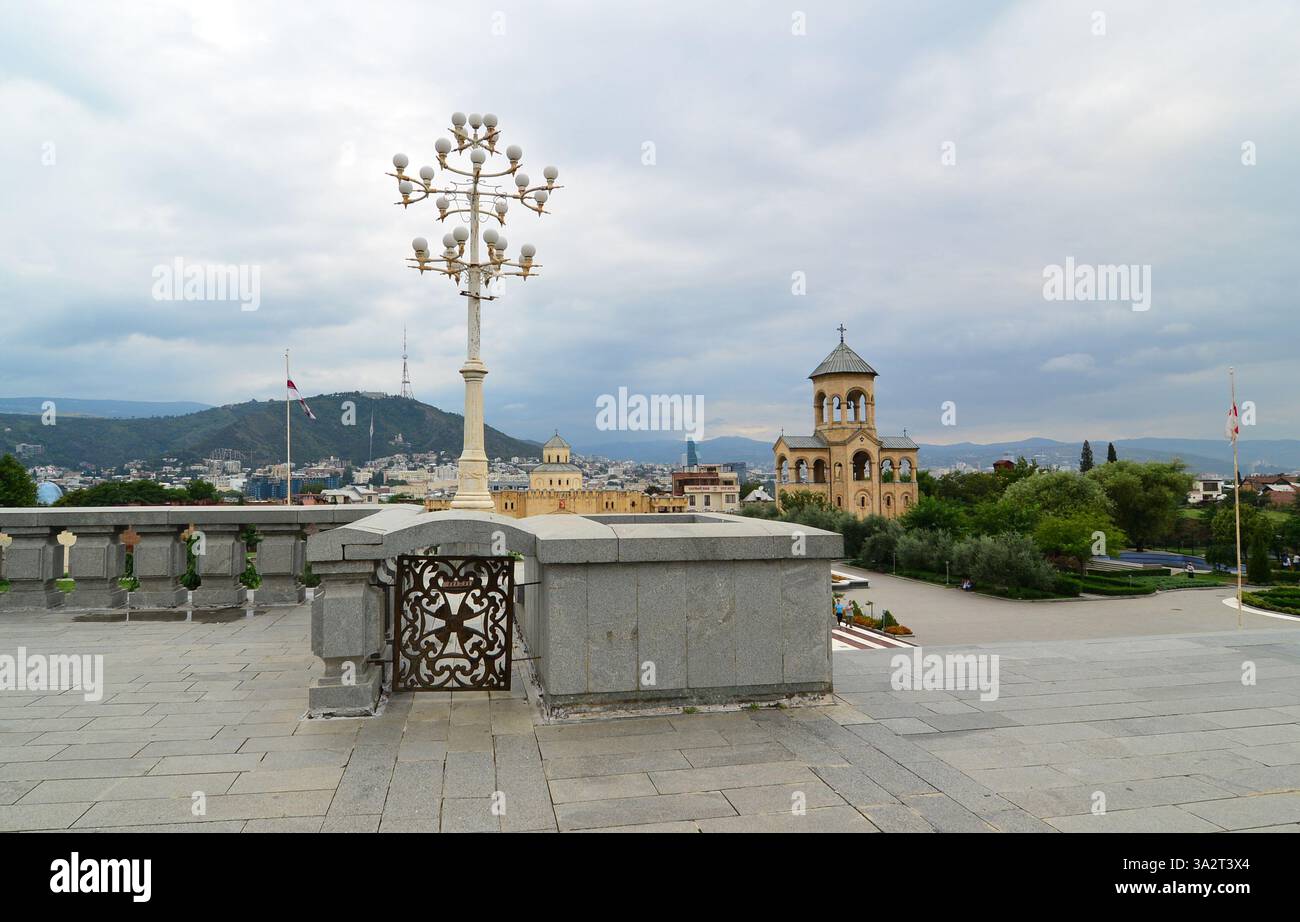 The Sameba Cathedral, located in the capital of Georgia, Tbilisi, is ...