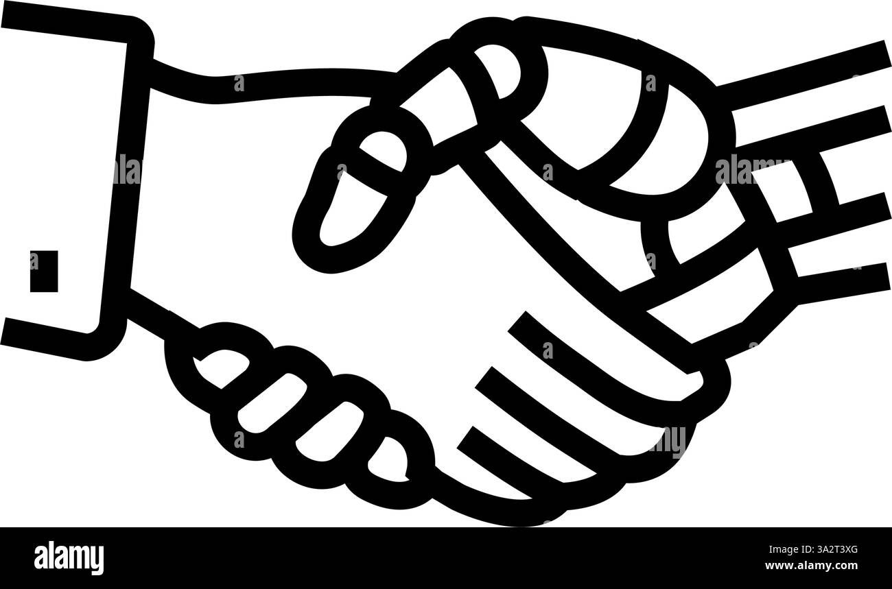 robot hand handshake social robotics line icon vector illustration ...
