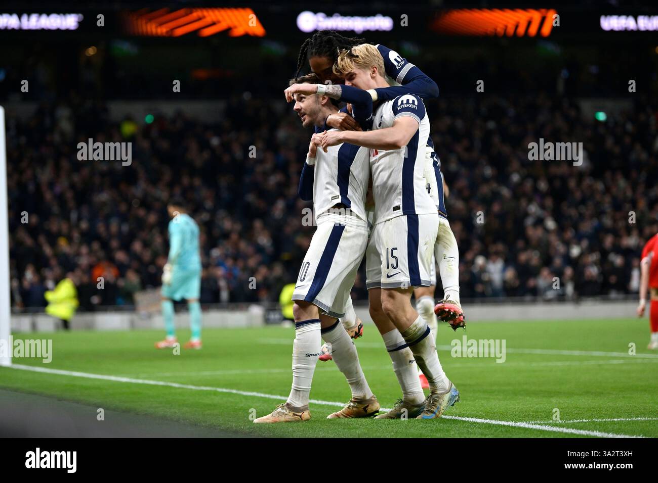 London, UK. 13th Mar, 2025. GOAL James Maddison of Tottenham Hotspur ...
