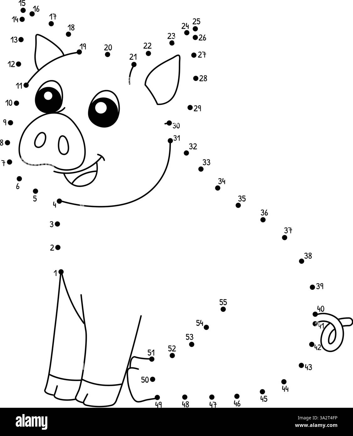 Dot to Dot Pig Farm Animal Isolated Coloring Page Stock Vector Image ...