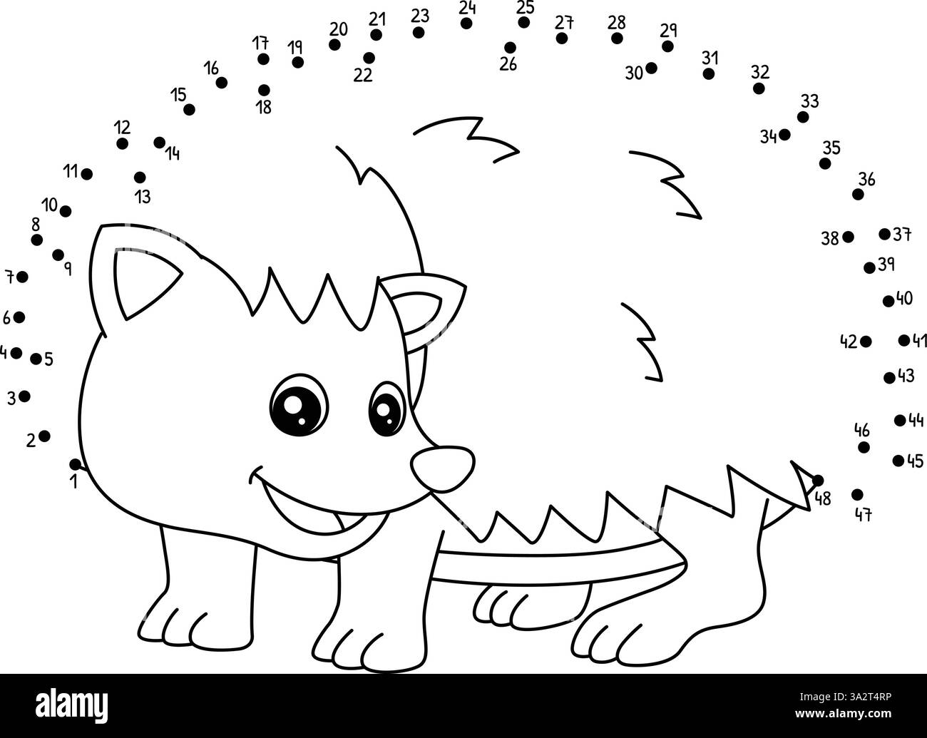 Dot to Dot Hedgehog Farm Animal Isolated Coloring Stock Vector Image ...