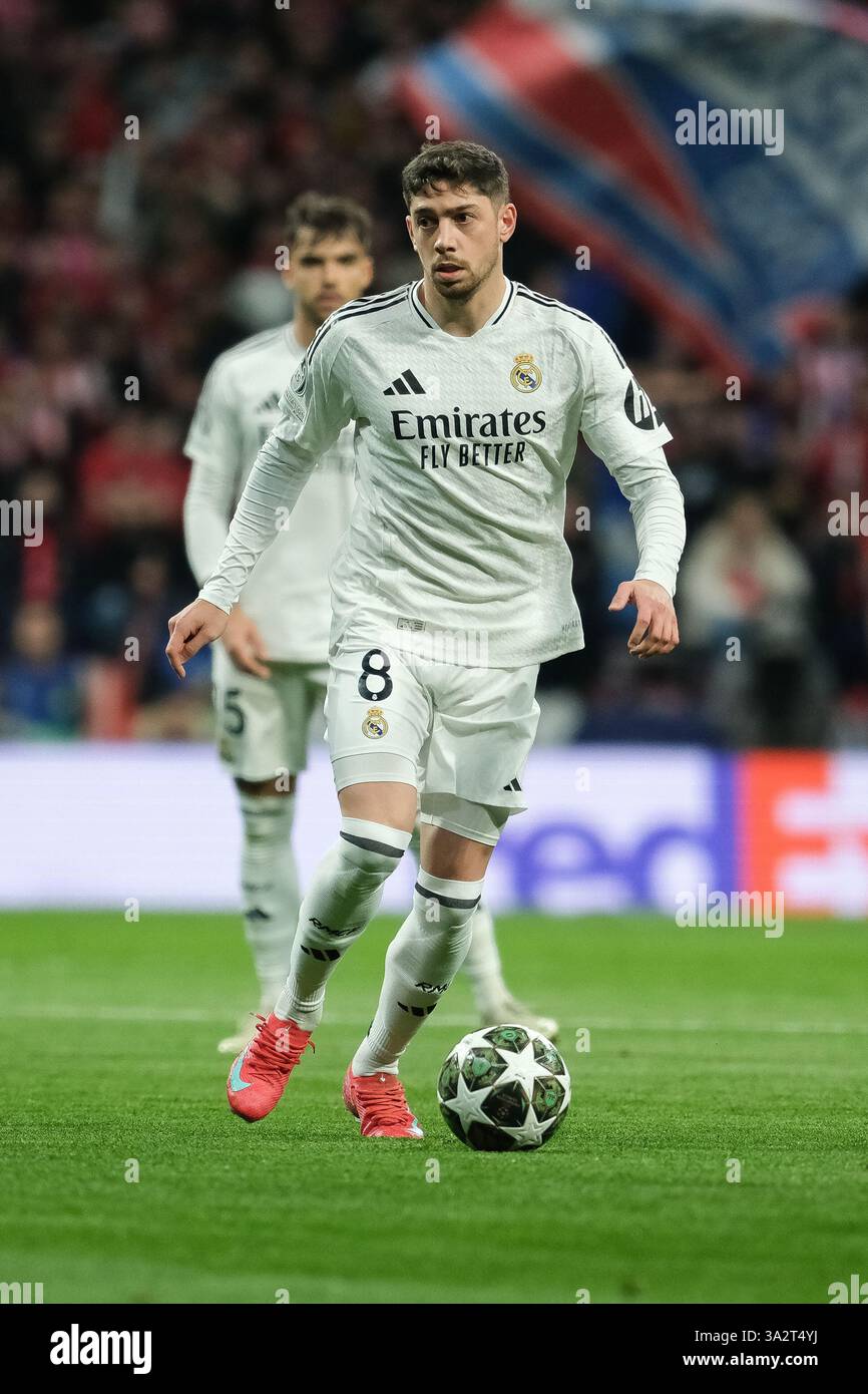 Federico Valverde of Real Madrid during the UEFA Champions League match Atletico de Madrid and ...