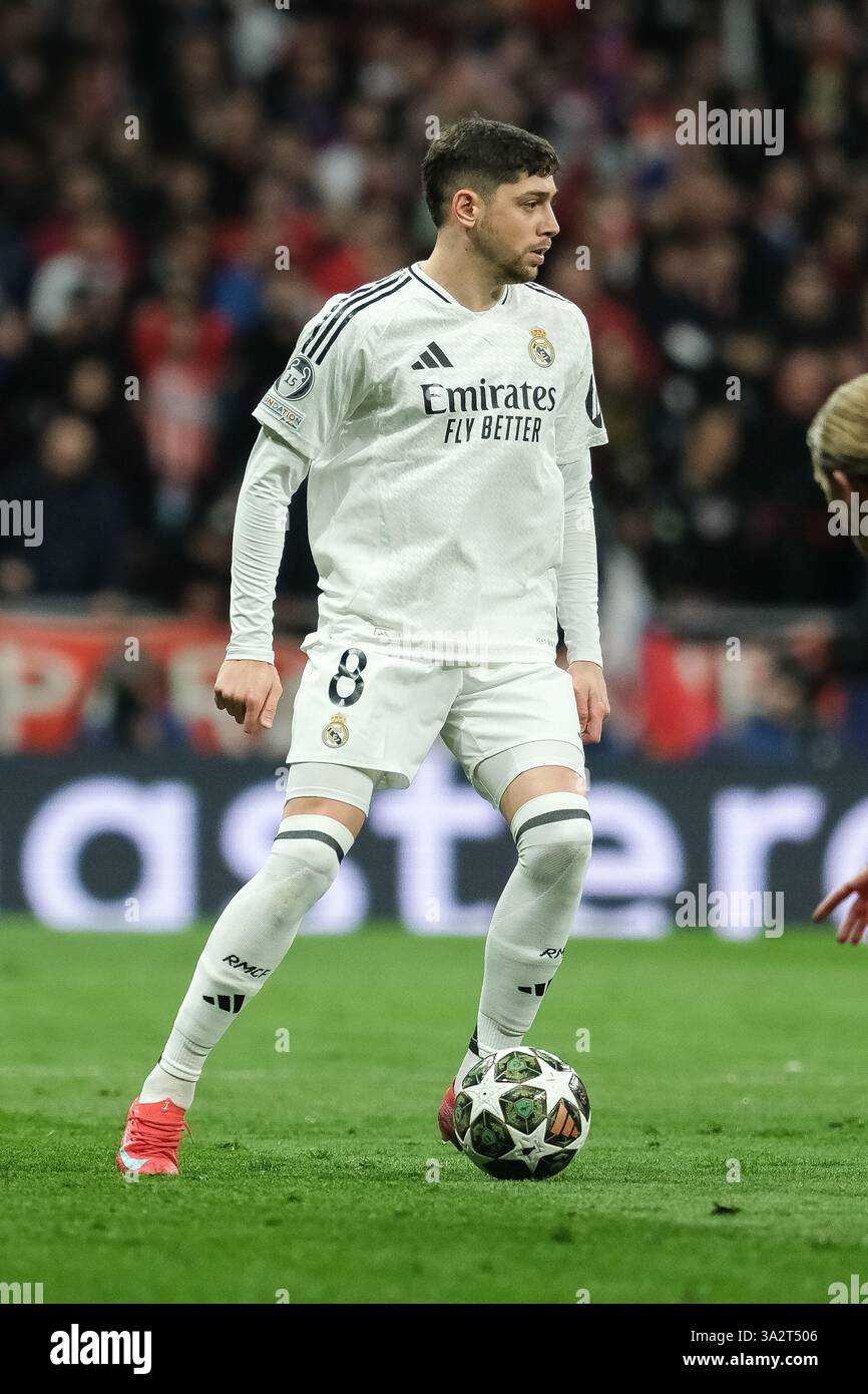 Federico Valverde of Real Madrid during the UEFA Champions League match Atletico de Madrid and ...