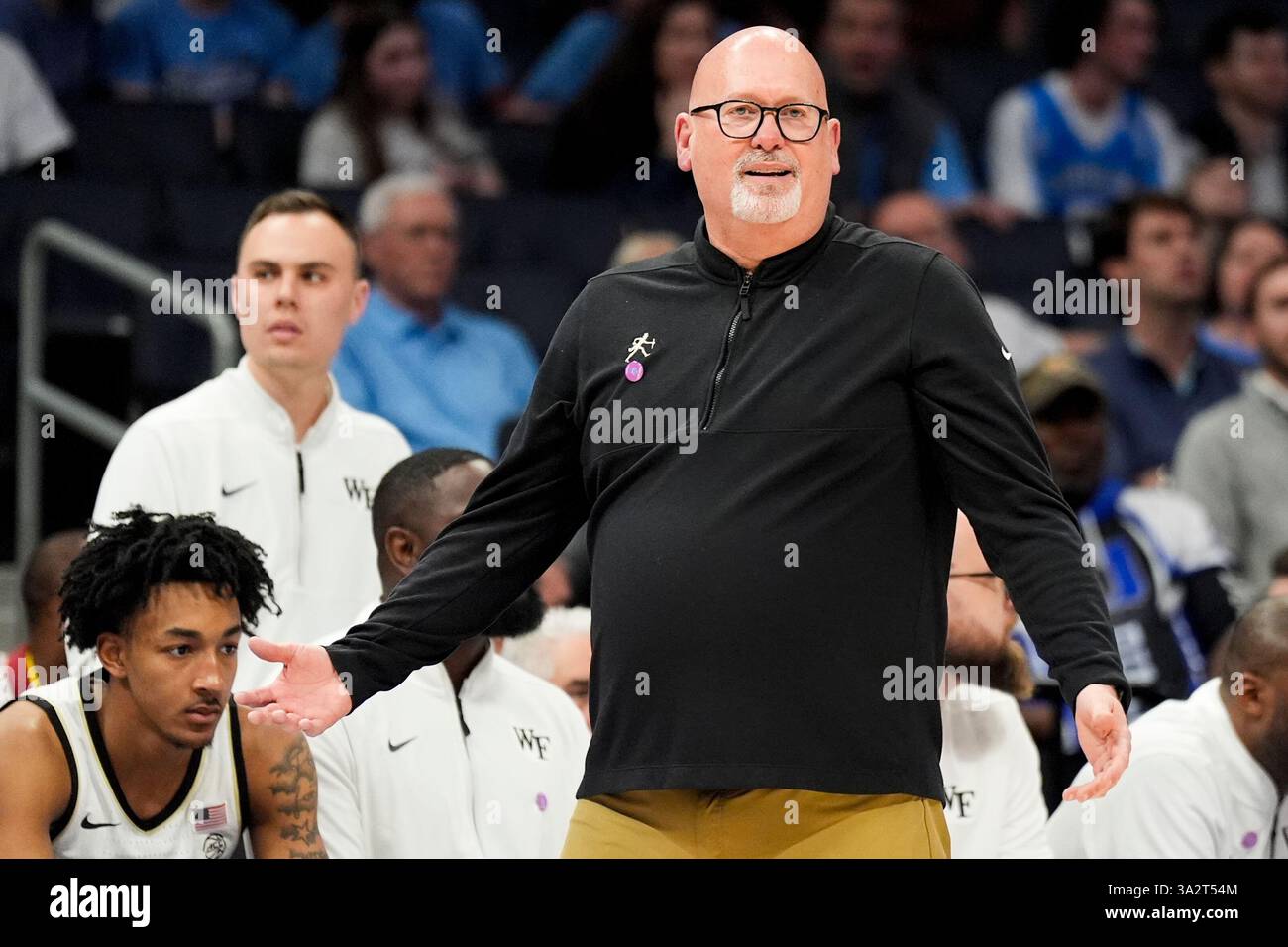 Wake Forest head coach Steve Forbes watches during the second half of ...
