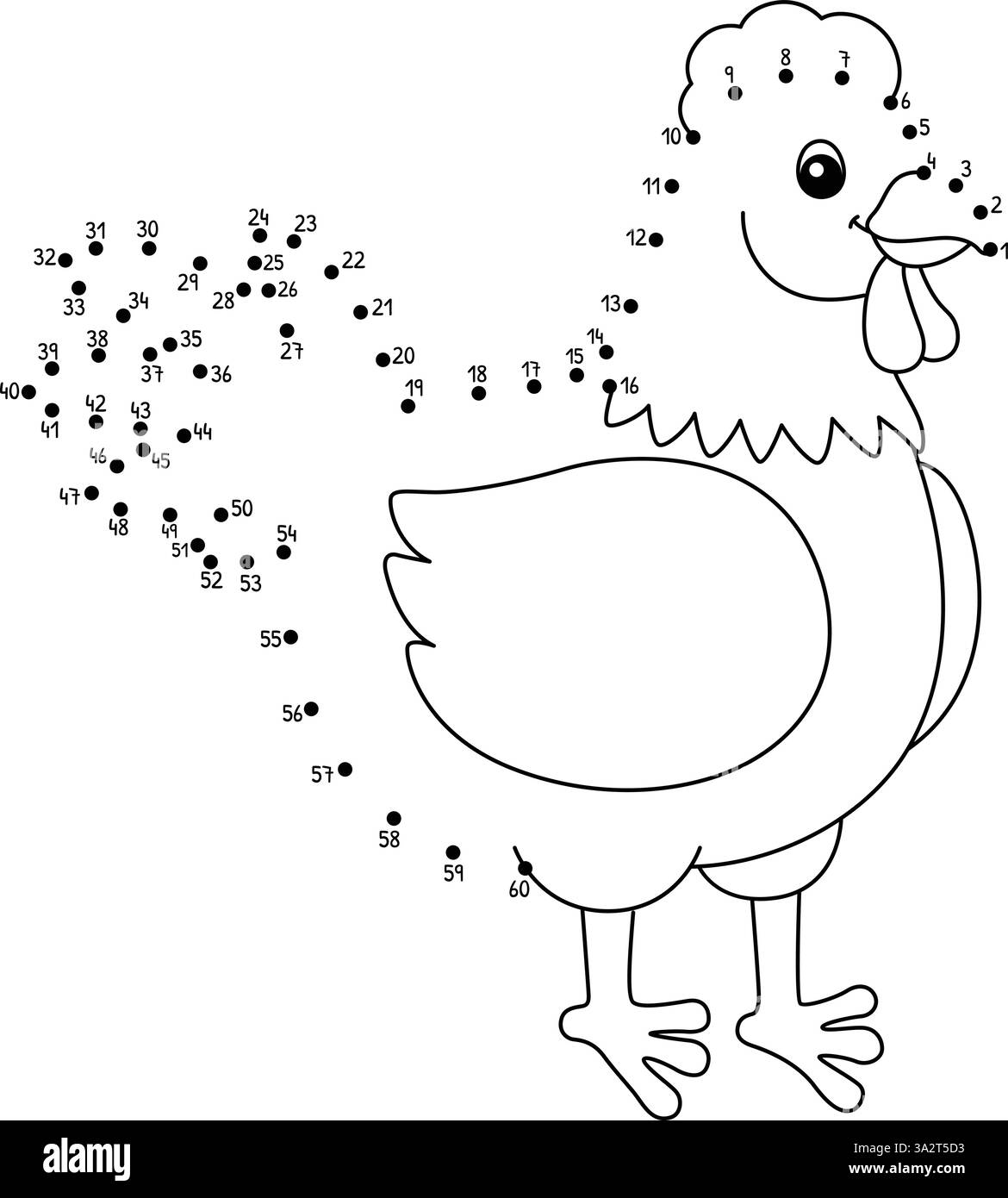 Dot to Dot Chicken Farm Animal Isolated Coloring Stock Vector Image ...