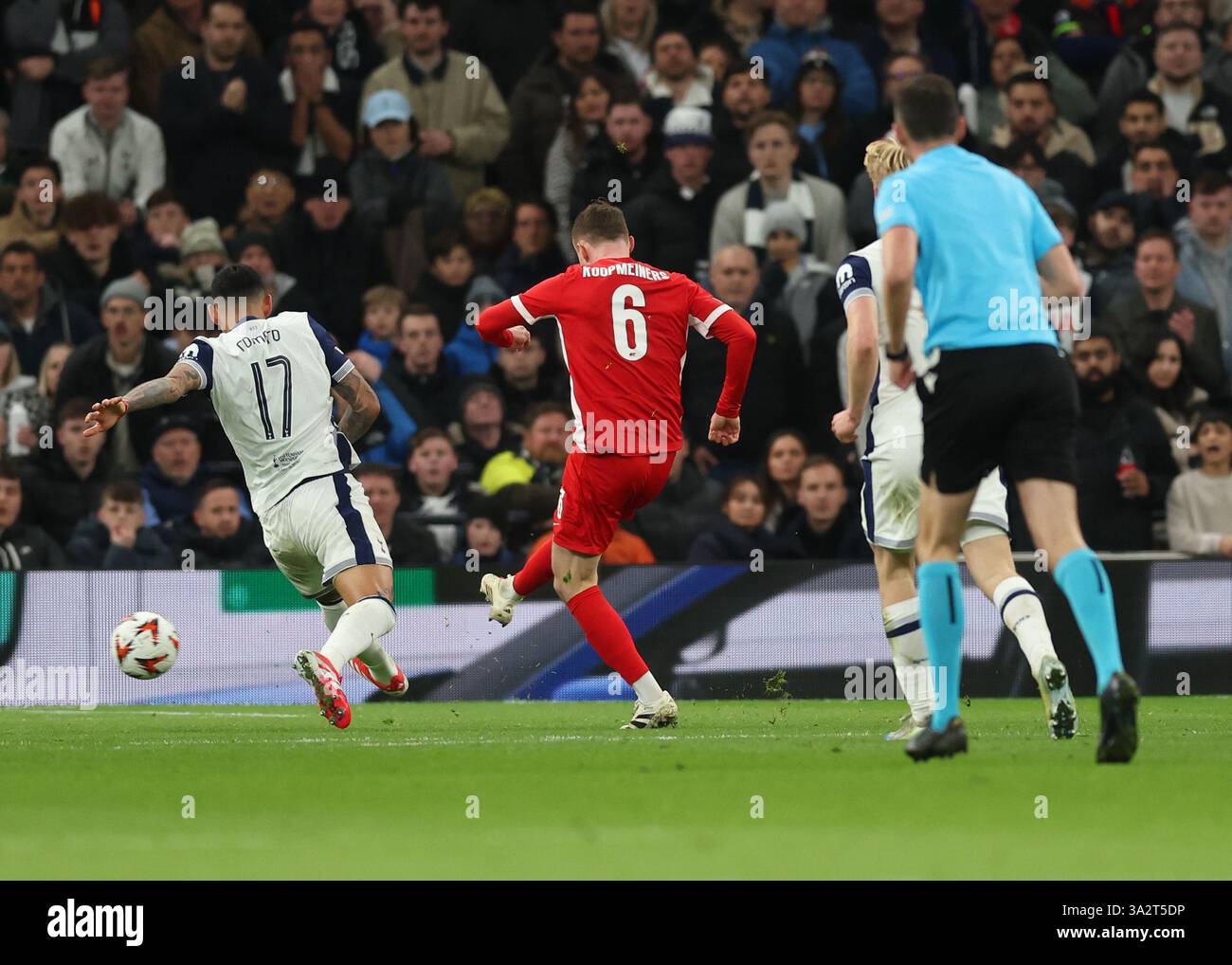 London, UK. 13th Mar, 2025. Peer Koopmeiners of AZ Alkmaar score their ...