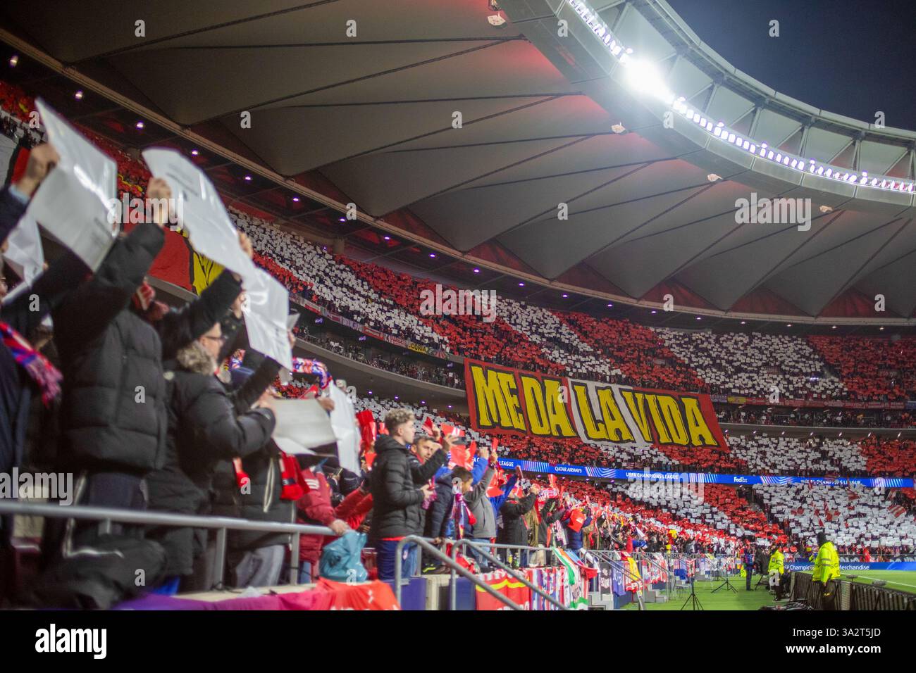 Madrid, Spain. 12th Mar, 2025. Atletico Madrid fans form a tifo with ...