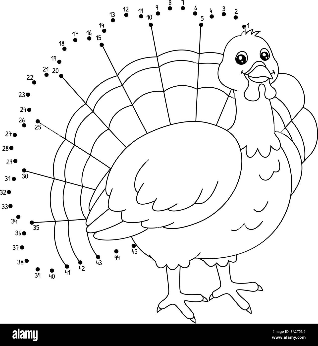 Dot to Dot Turkey Farm Animal Isolated Coloring Stock Vector Image ...
