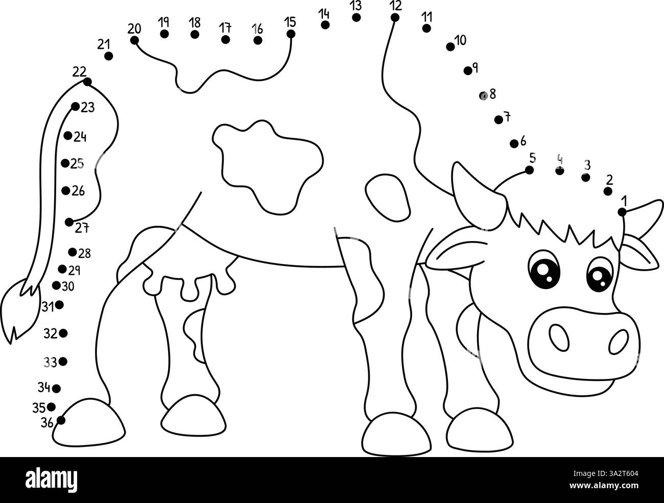 Dot to Dot Cow Farm Animal Isolated Coloring Page Stock Vector Image & Art - Alamy