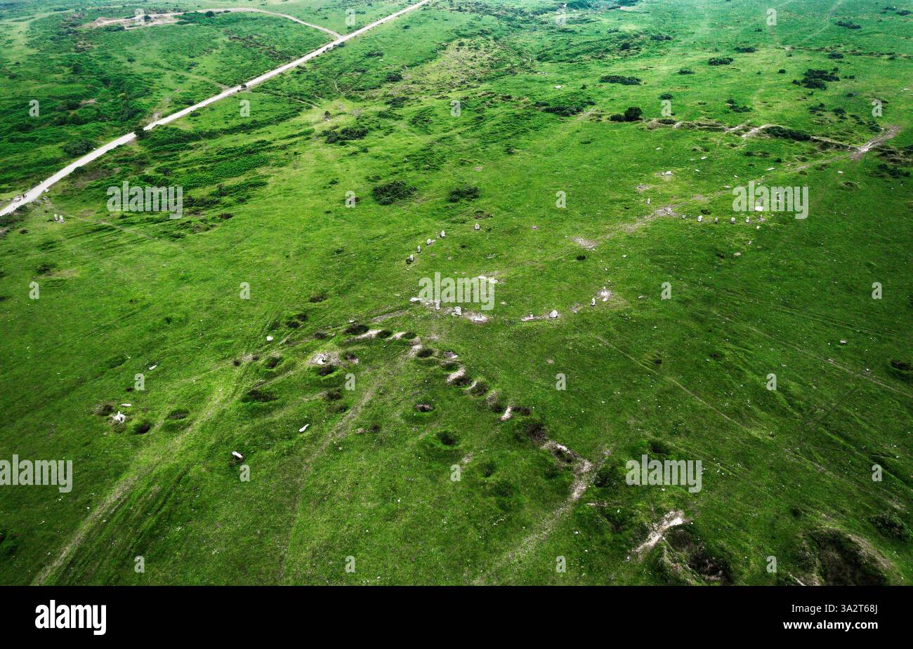 The Hurlers, 3 side by side prehistoric stone circles. S.E. edge of ...