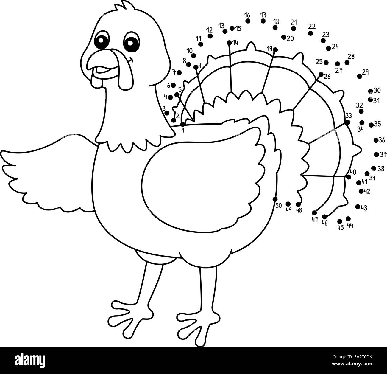 Dot to Dot Turkey Farm Animal Isolated Coloring Stock Vector Image ...