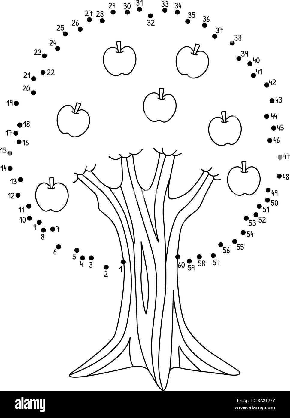 Dot to Dot Apple Tree Isolated Coloring Page Stock Vector Image & Art ...