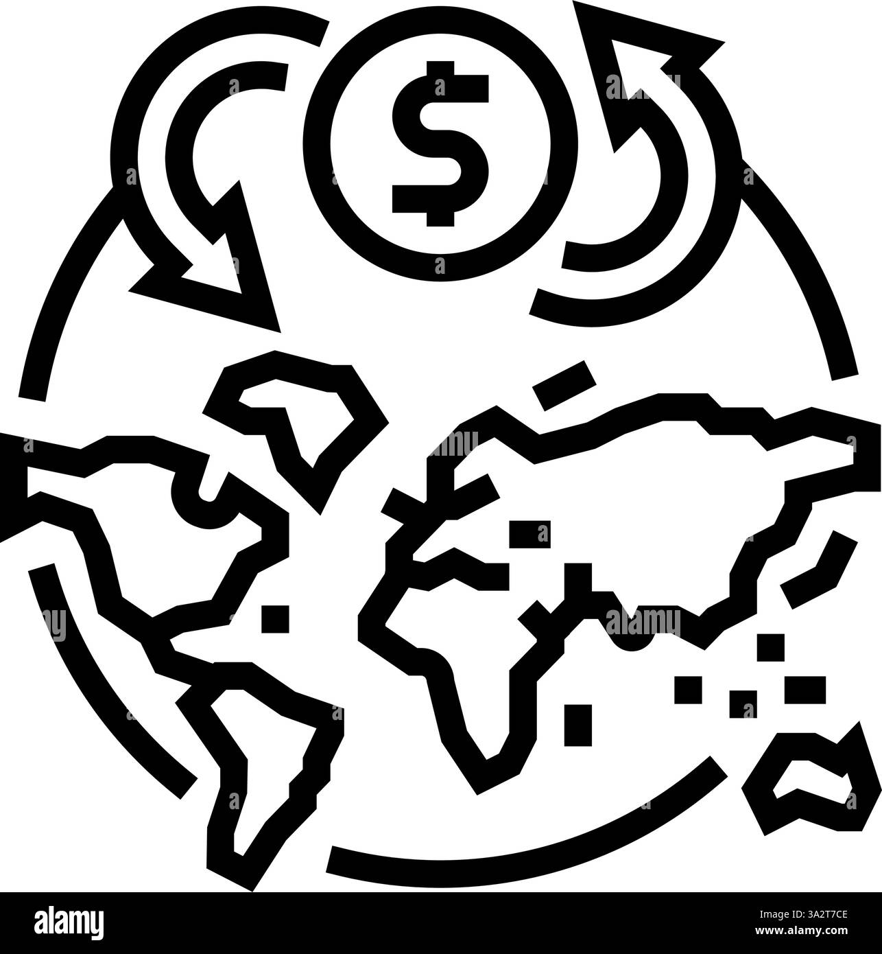 trade route map geographical discoveries line icon vector illustration ...