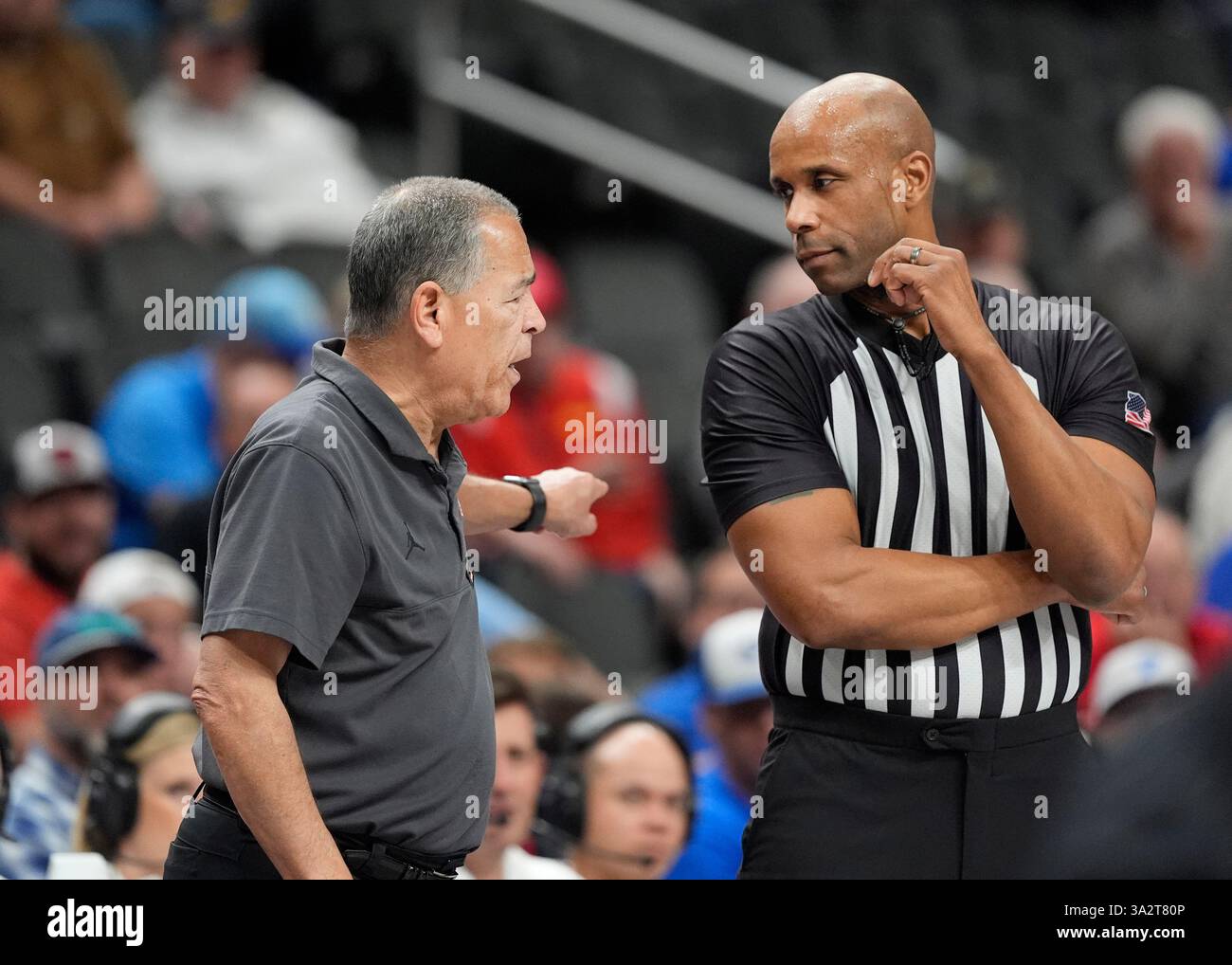 MAR 13 2025: Houston Head coach Kelvin Sampson pleads his case against ...