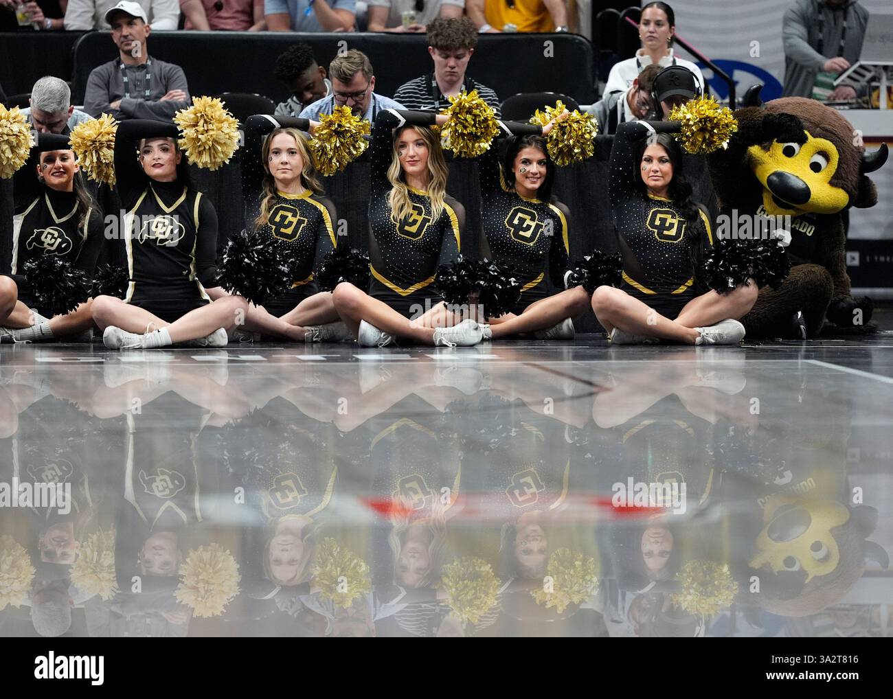 MAR 13 2025: Colorado cheer squad freezes for a free throw against ...