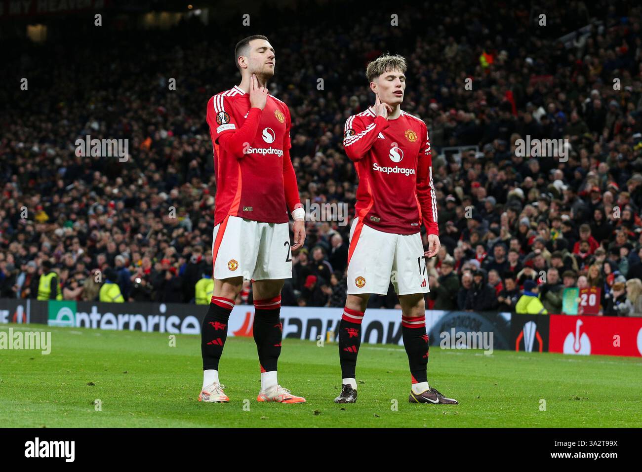 Manchester, UK. 13th Mar, 2025. Manchester United defender Diogo Dalot ...