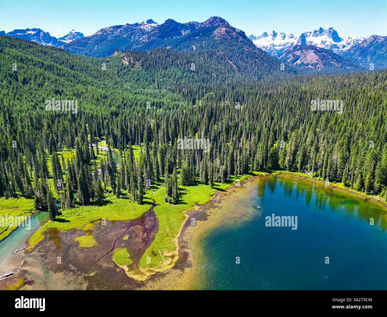 Cooper lake with mountain landscape. Landscape of mountain and forest ...