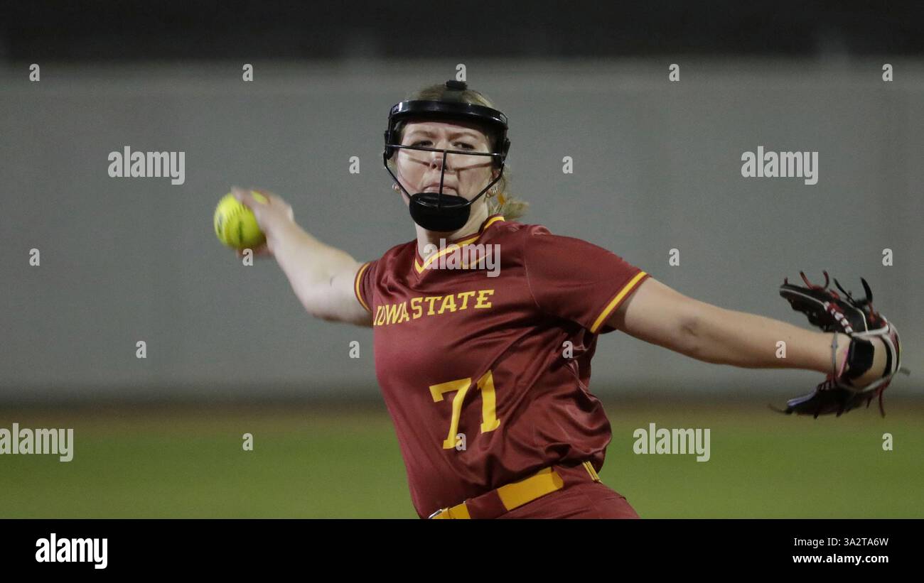 Iowa State pitcher Sami Potvin during an NCAA softball game against ...