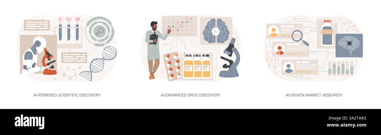 AI in Research and Development abstract concept vector illustrations ...