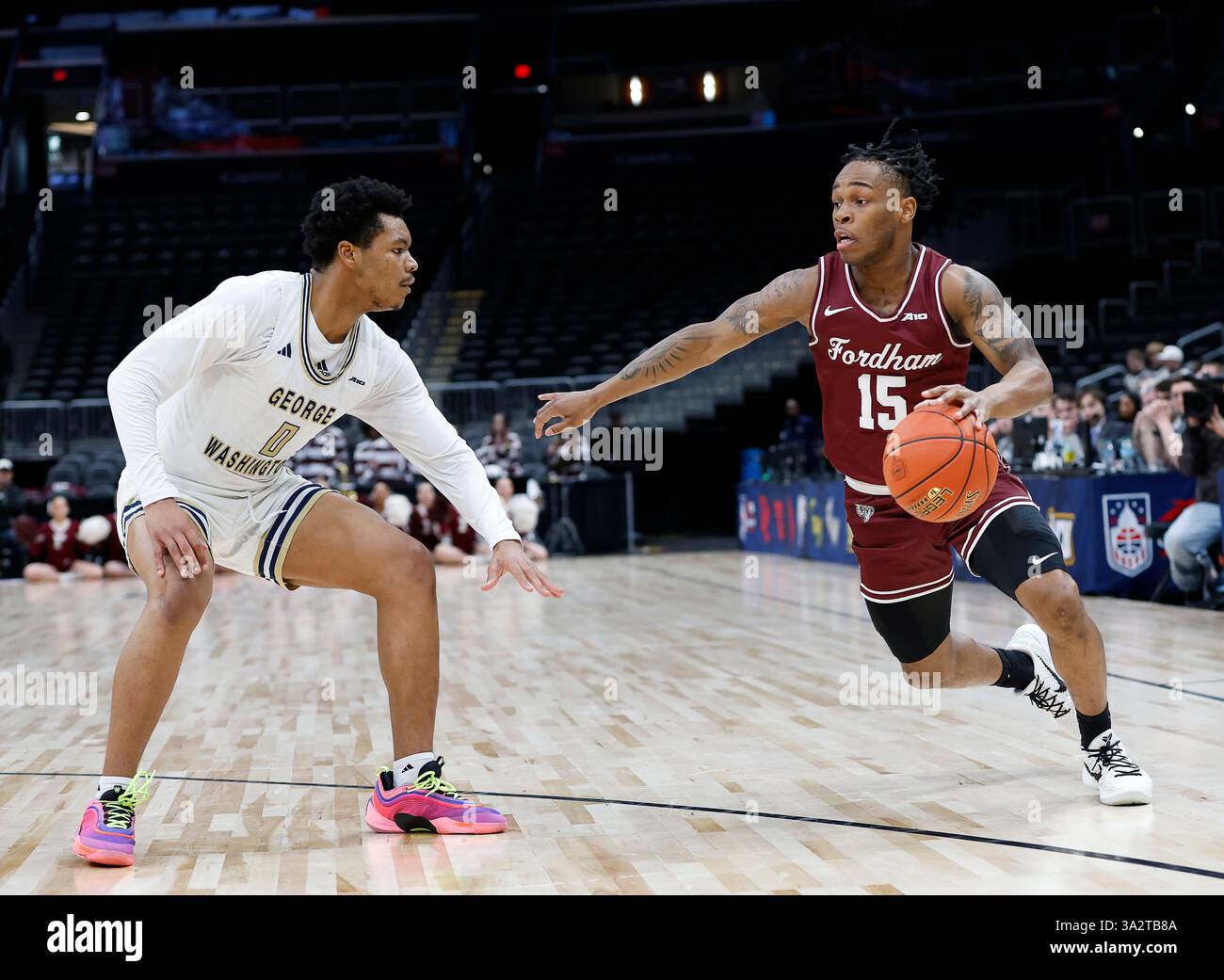 March 13, 2025: Fordham Rams Guard #15 Jackie Johnson III looks to go ...