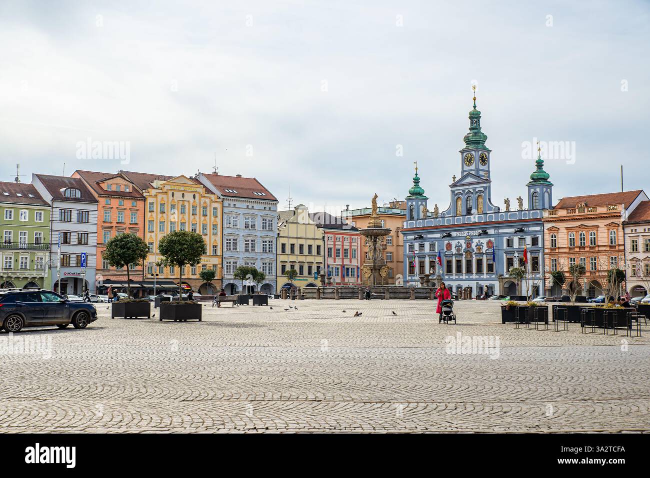 Ceske Budejovice, Czech republic - March 04, 2025. City hall and ...
