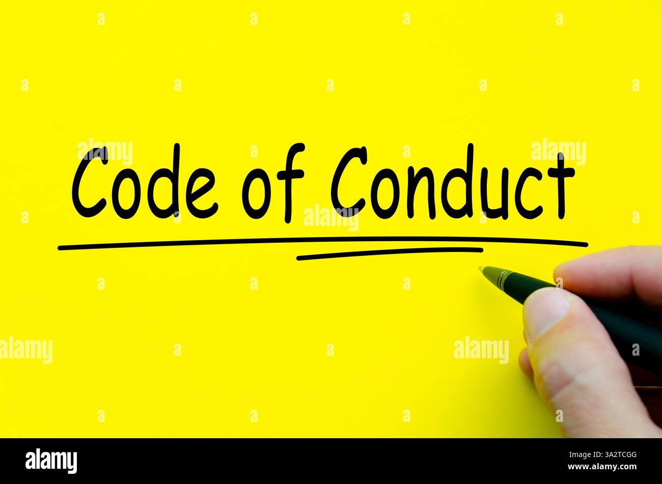 Code of Conduct text on yellow notepad. Business culture concept Stock ...