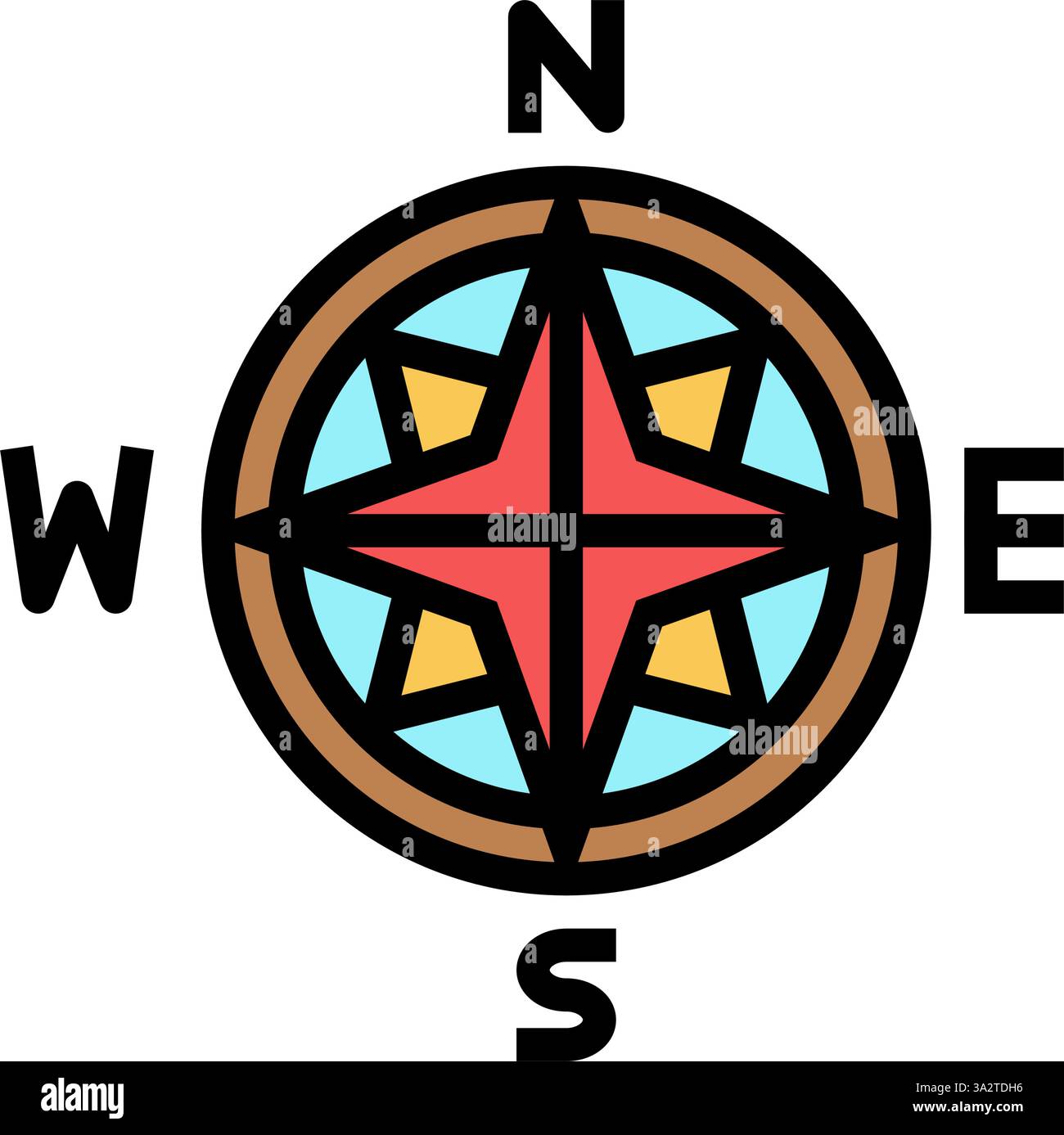 compass rose geographical discoveries color icon vector illustration ...