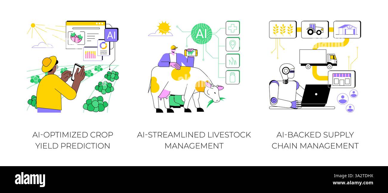AI in modern farming abstract concept vector illustrations Stock Vector ...