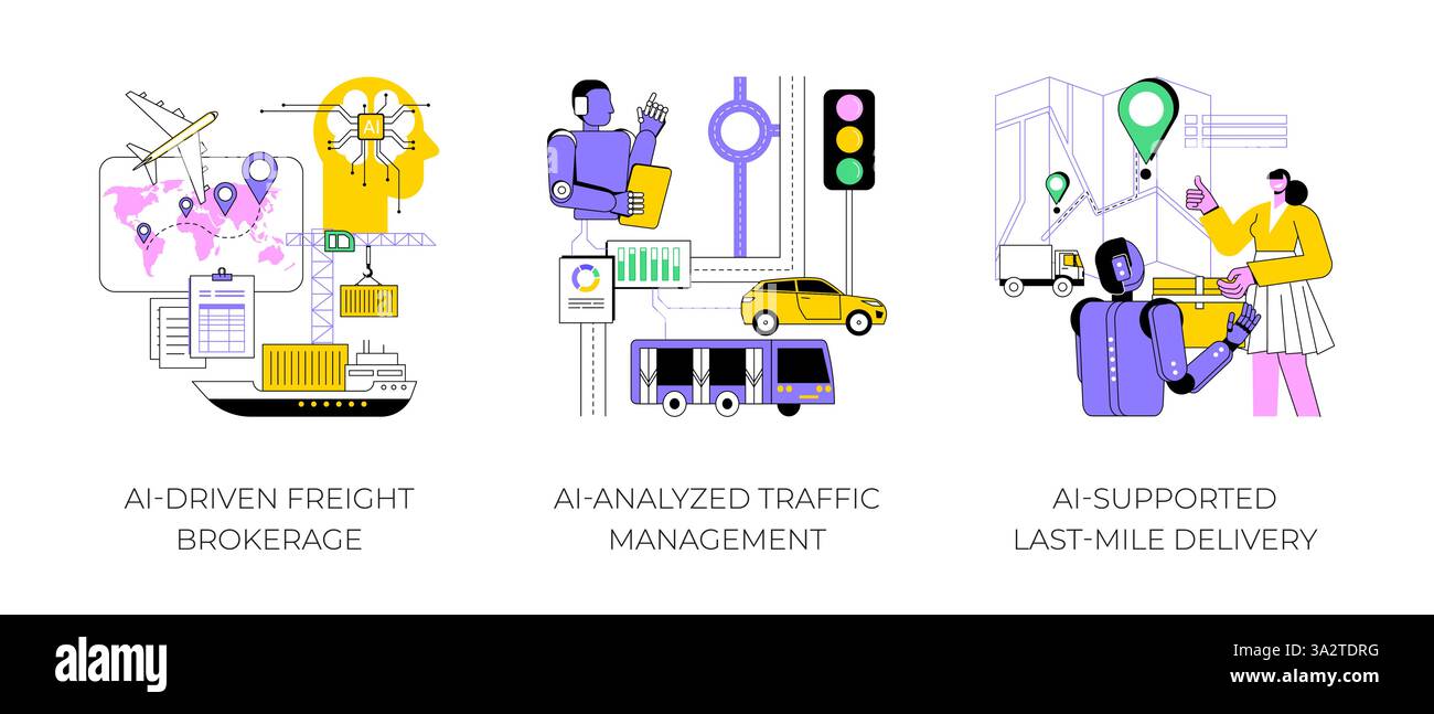 AI Technology in Logistics abstract concept vector illustrations Stock ...