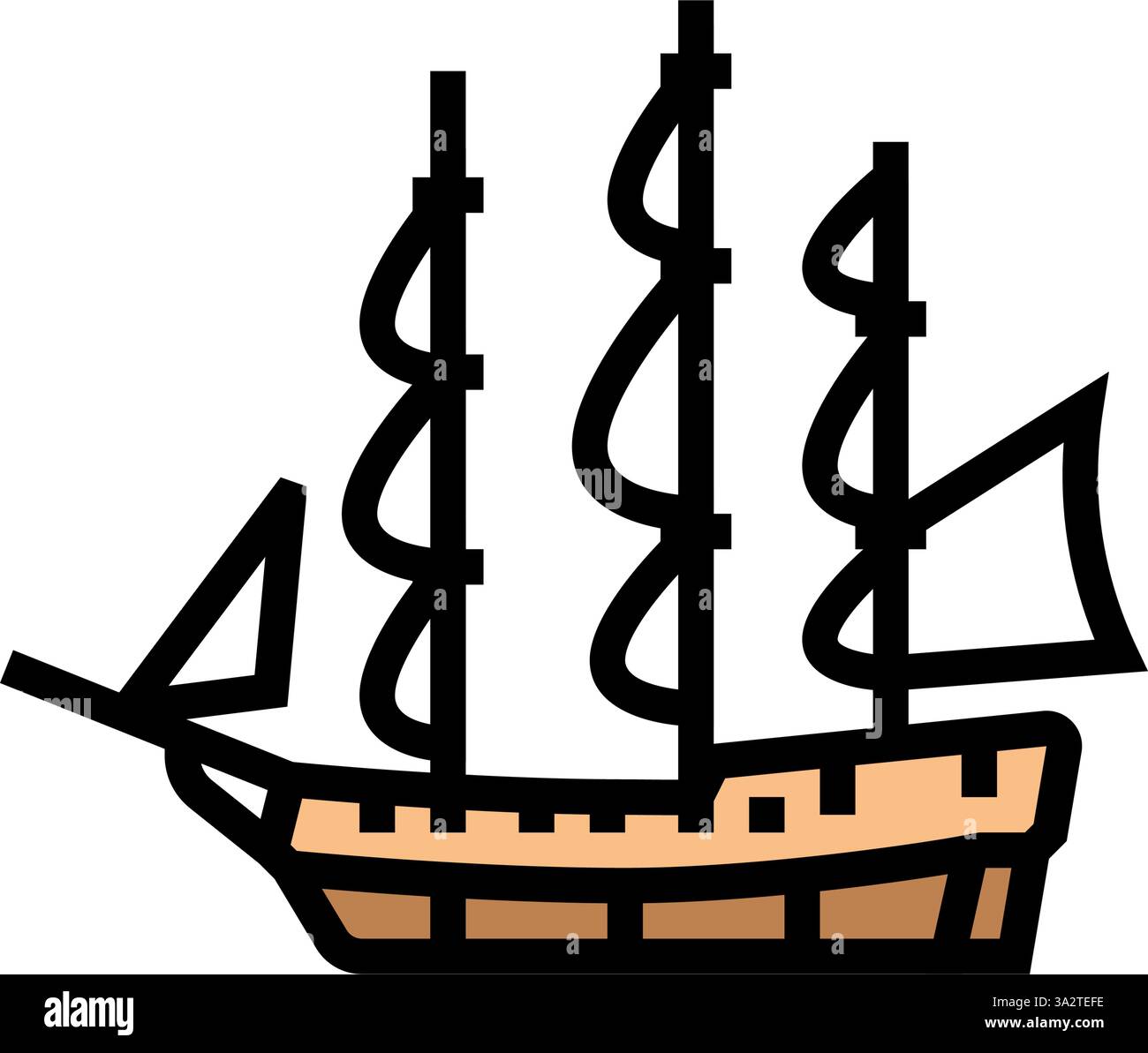 discovery ship geographical discoveries color icon vector illustration ...