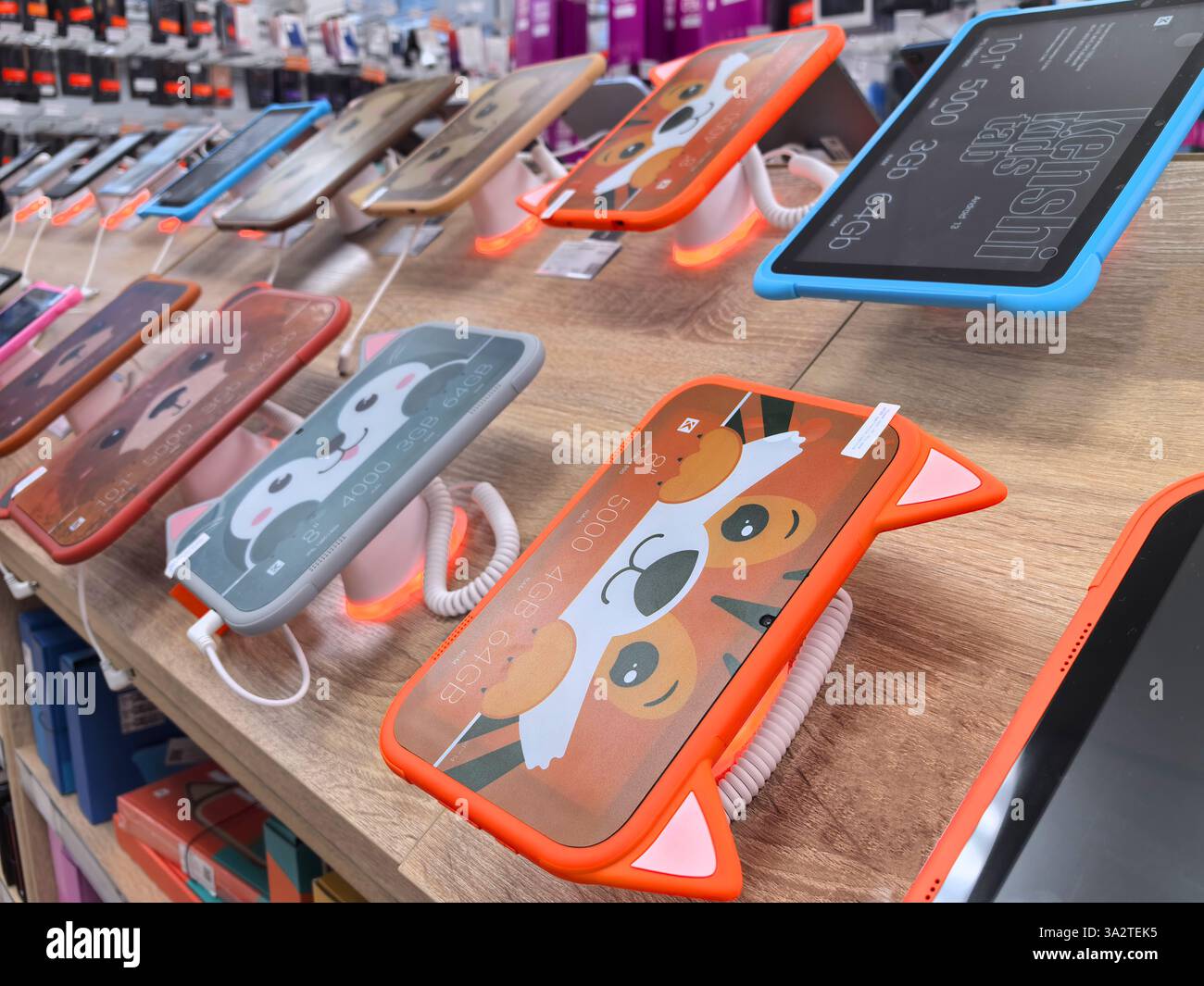Bobruisk, Belarus - February 23, 2025: Colorful smartphone displays ...