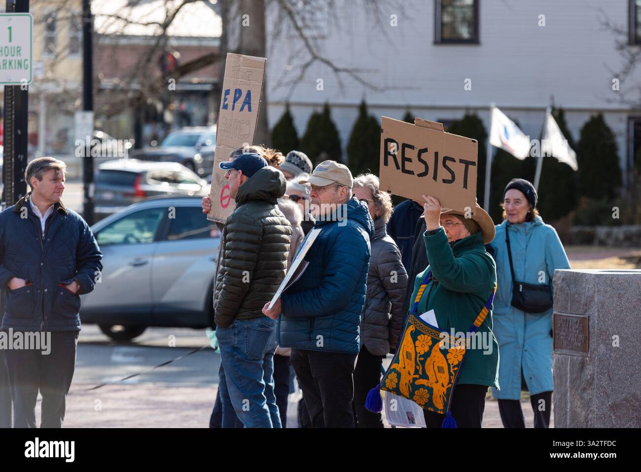 A group organized by Concord Indivisible, rallying in Concord Center ...