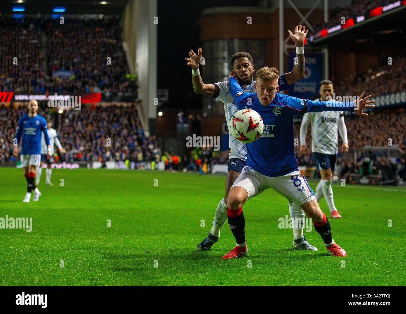 Ibrox Stadium, Glasgow, UK. 13th Mar, 2025. UEFA Europa League Last 16 ...