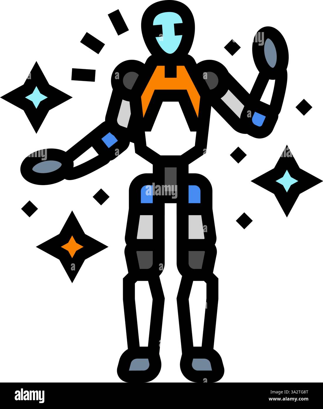 friendly robot waving social robotics color icon vector illustration ...