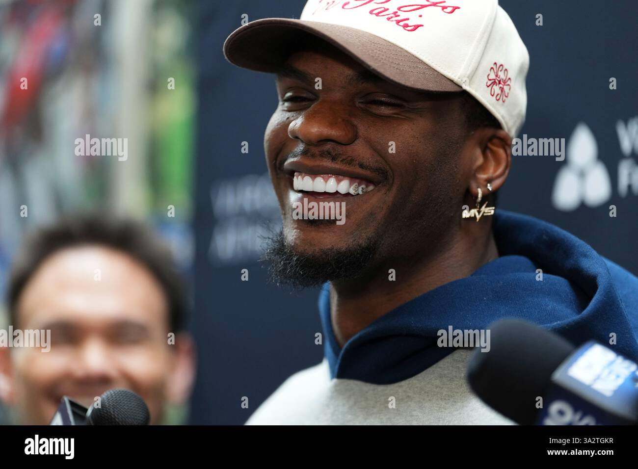 Seattle Seahawks wide receiver Marquez Valdes-Scantling speaks to the ...