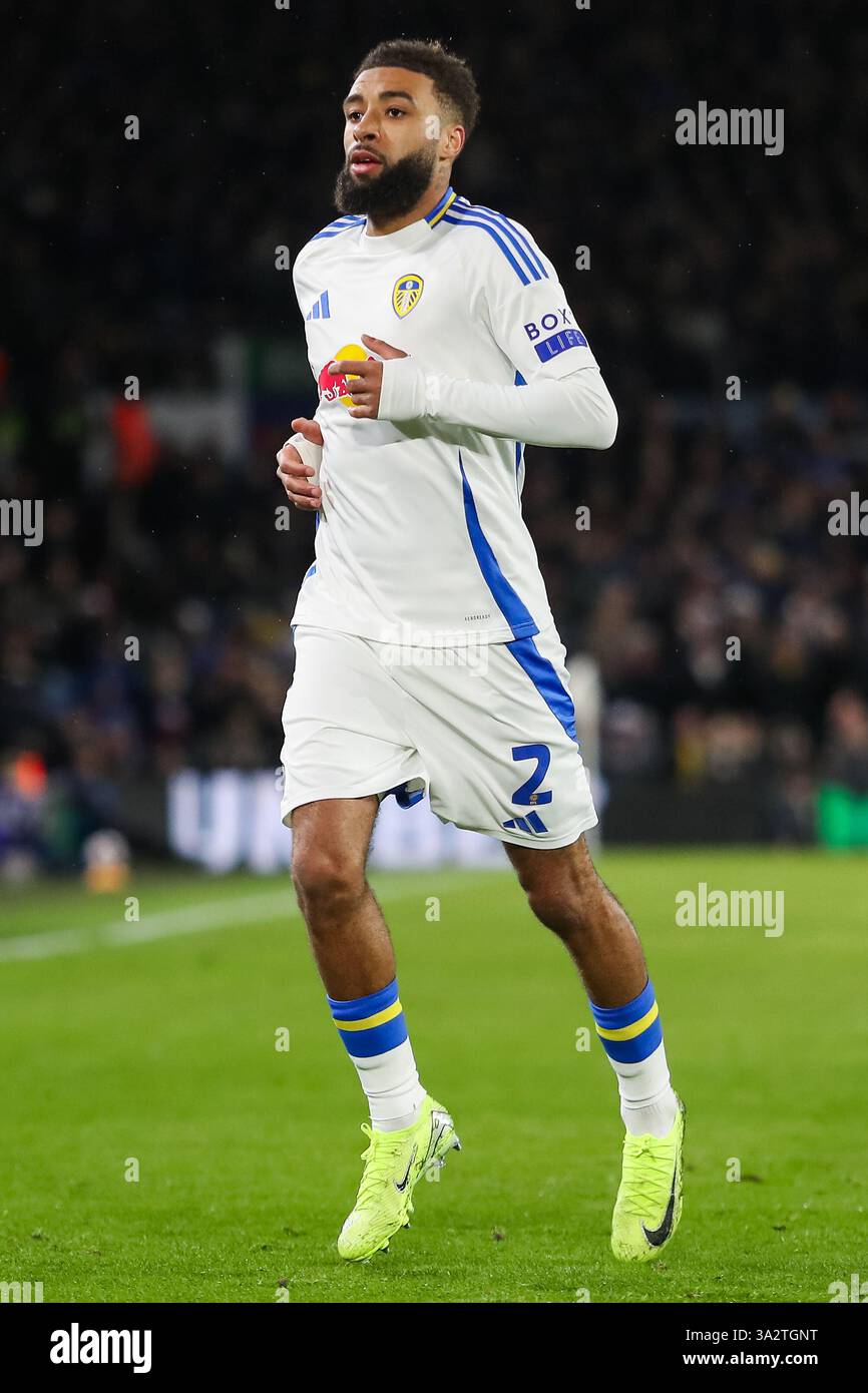 Leeds, UK. 12th Mar, 2025. Jayden Bogle of Leeds United during the ...