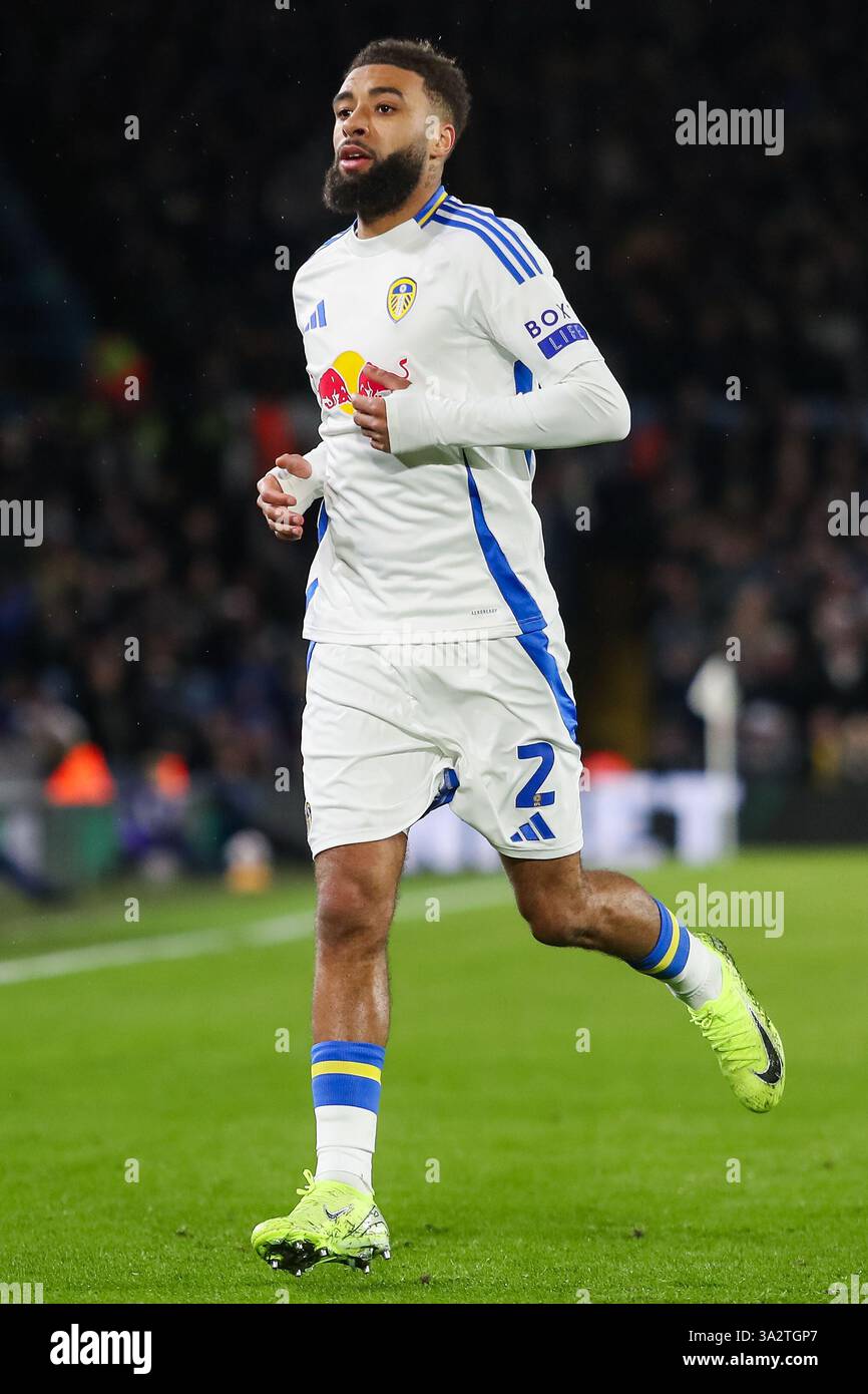 Leeds, UK. 12th Mar, 2025. Jayden Bogle of Leeds United during the ...