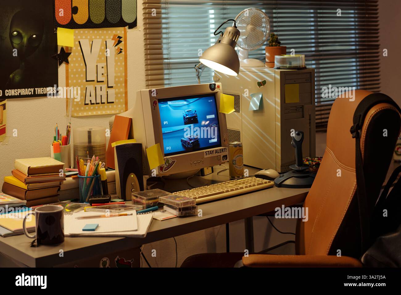 Vintage computer setup in a cozy home office space showcasing retro ...