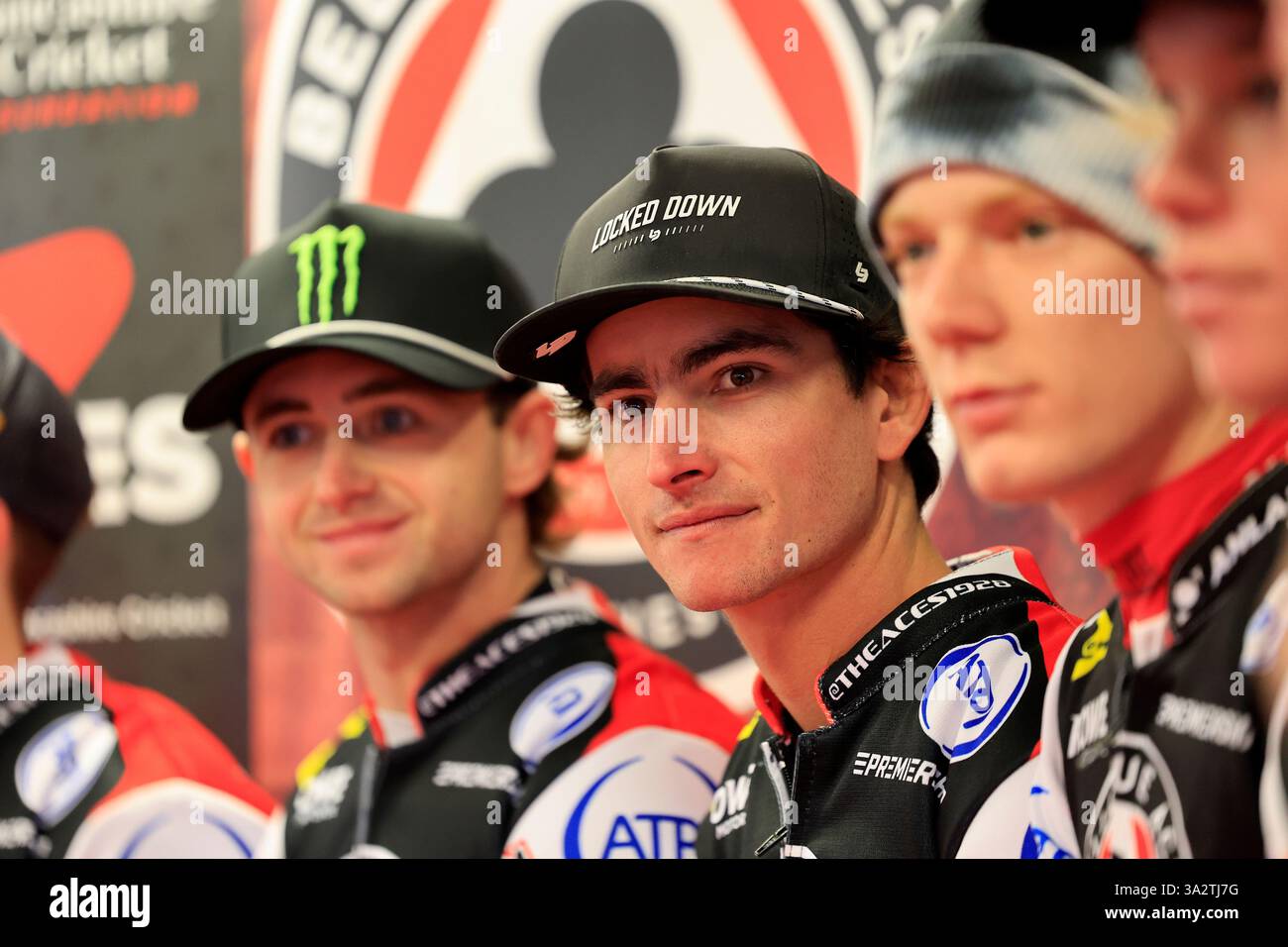 Manchester, UK. 12th Mar, 2025. Belle Vue Aces Press Day 2025 - Zach ...