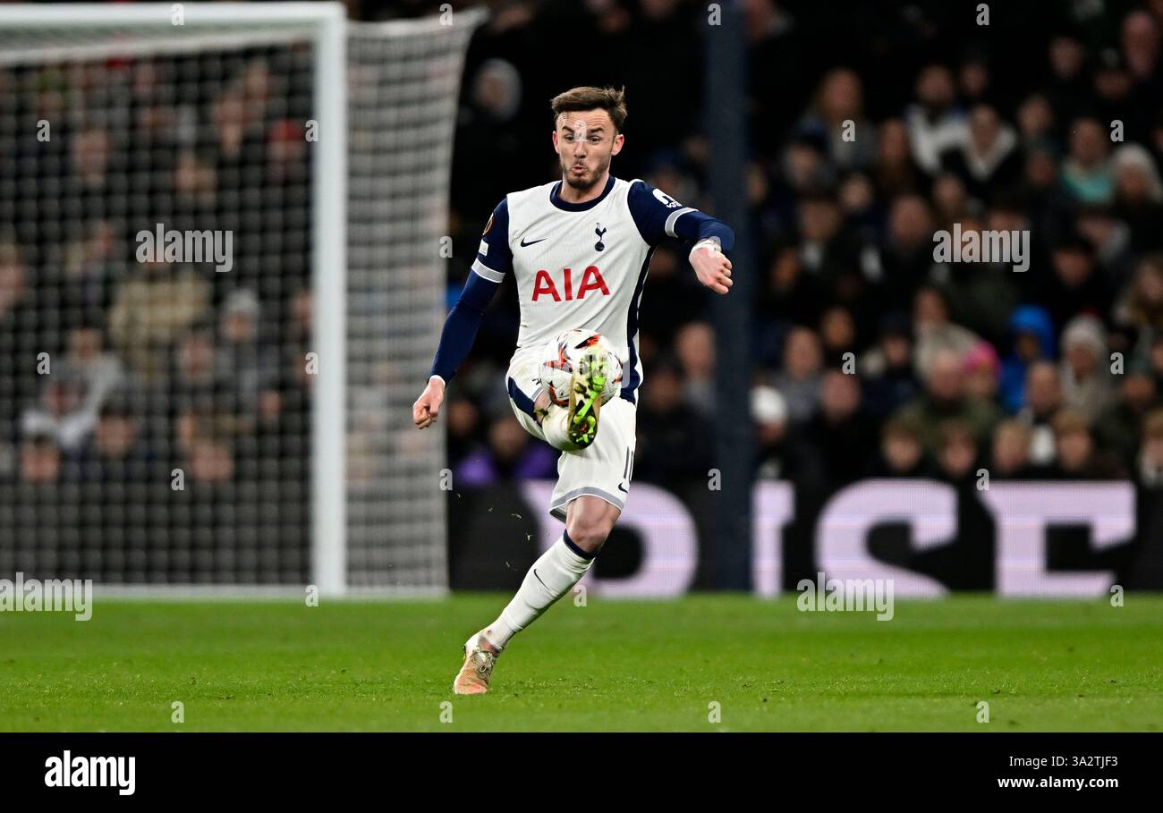 London, UK. 13th Mar, 2025. James Maddison (Spurs) during the Tottenham ...