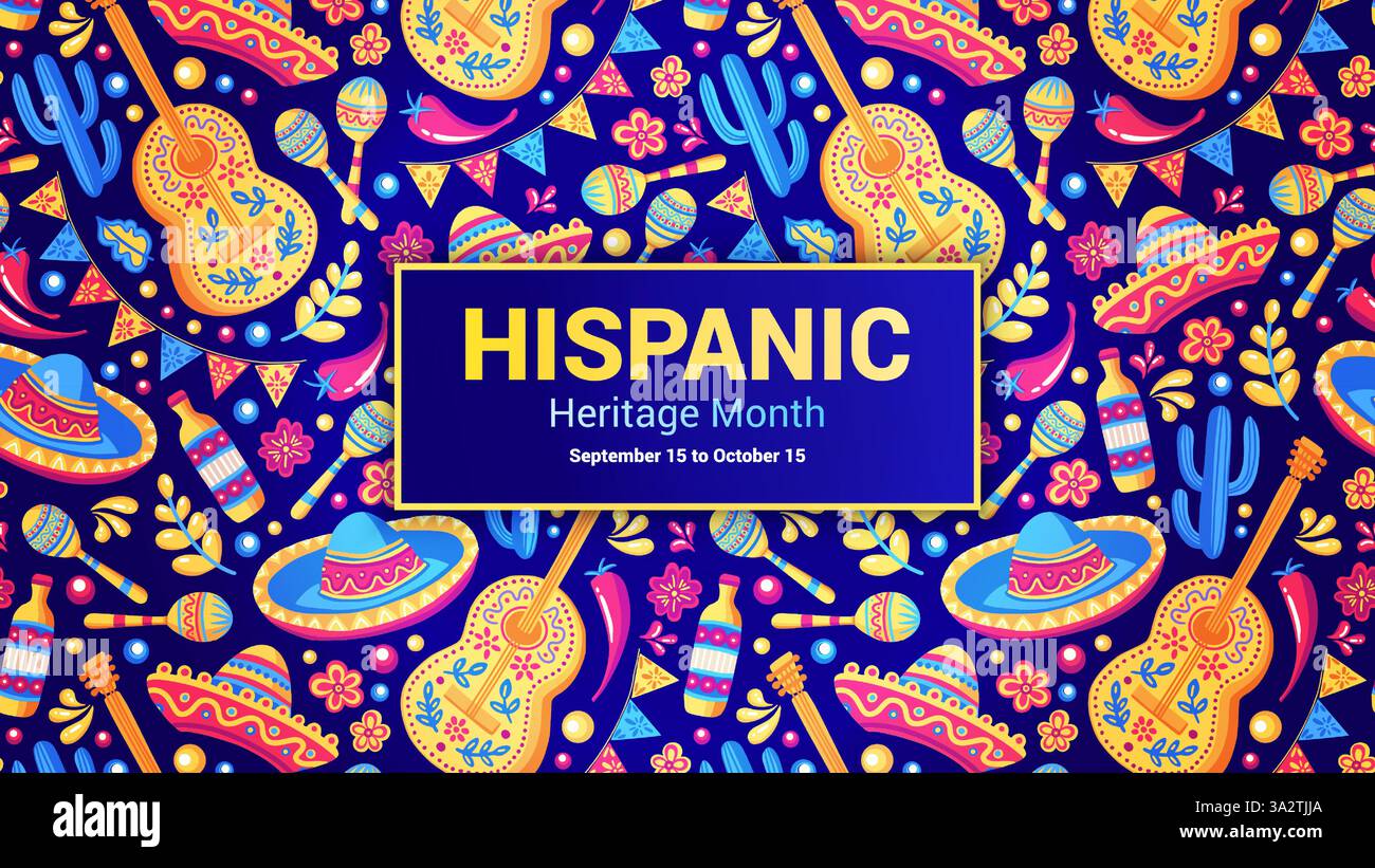 Traditional Hispanic Heritage Festival Colorful Web Banner in Alebrije ...