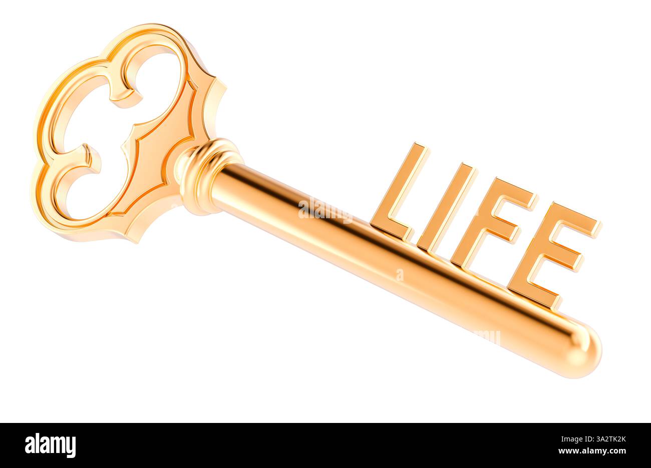 Key to Life, concept. 3D rendering isolated on white background Stock ...
