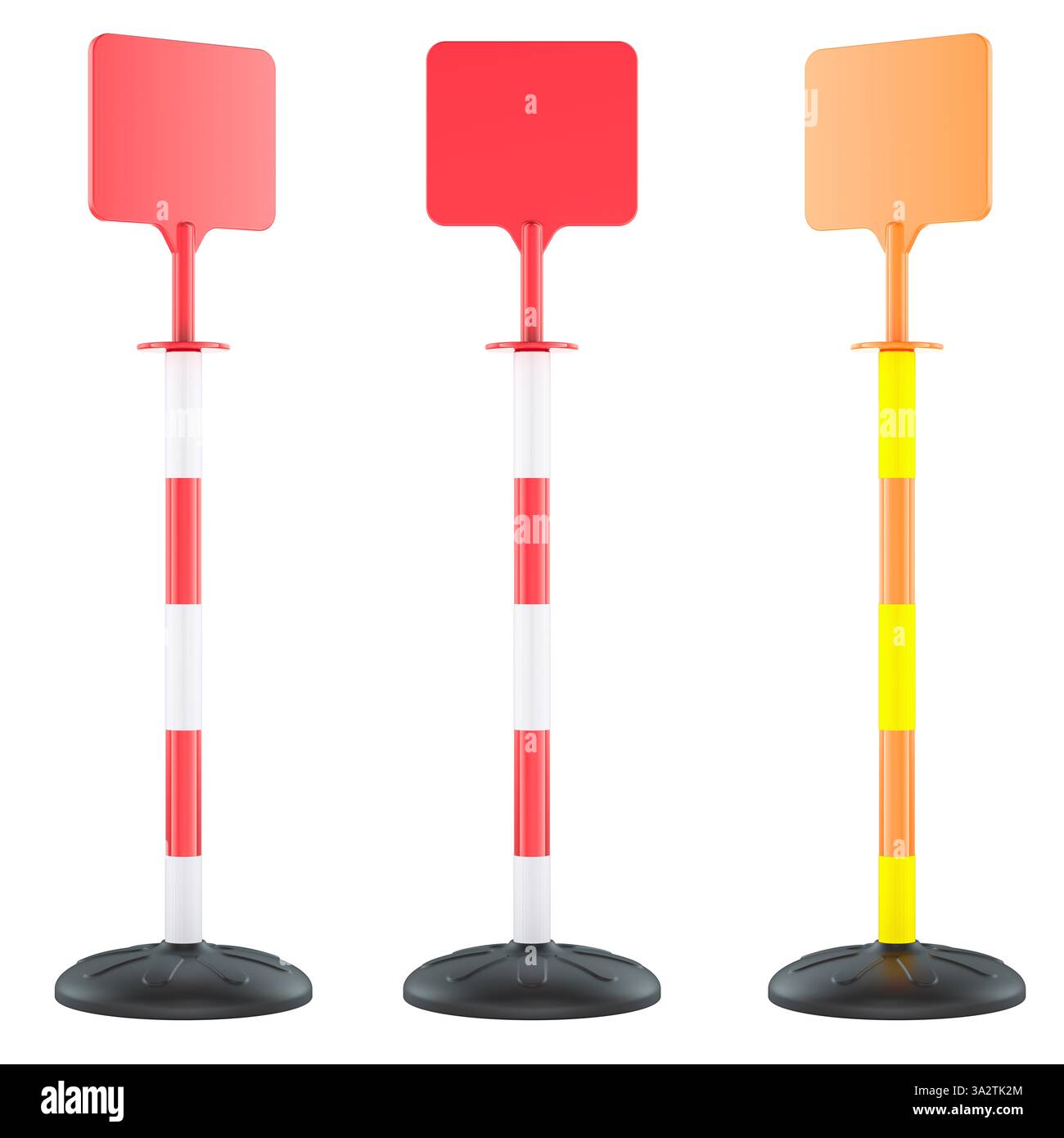 Plastic Stanchions with message boards, PVC road delineators, 3D ...