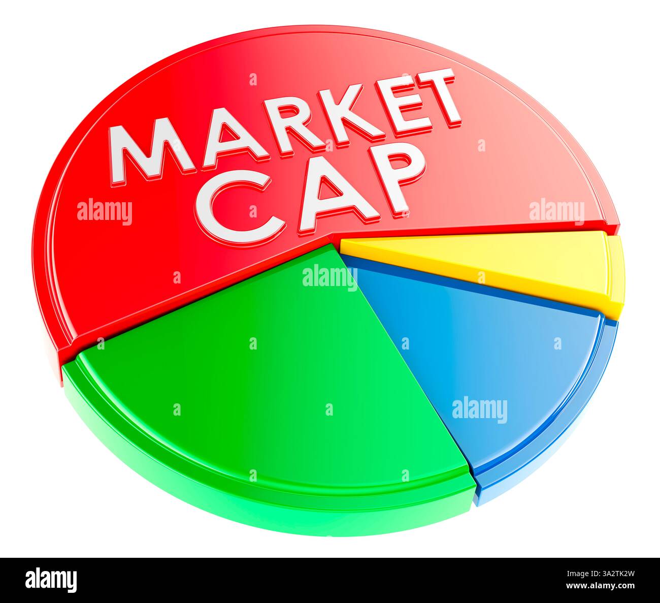 Market Cap concept with Pie Chart, 3D rendering isolated on white ...