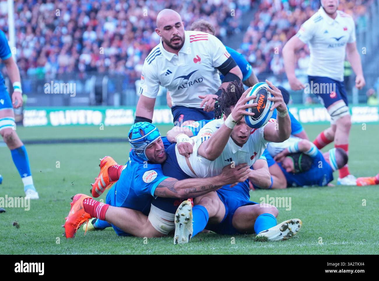 during the 2025 Six Nations Championship, rugby union match between Italy and France on 23 ...