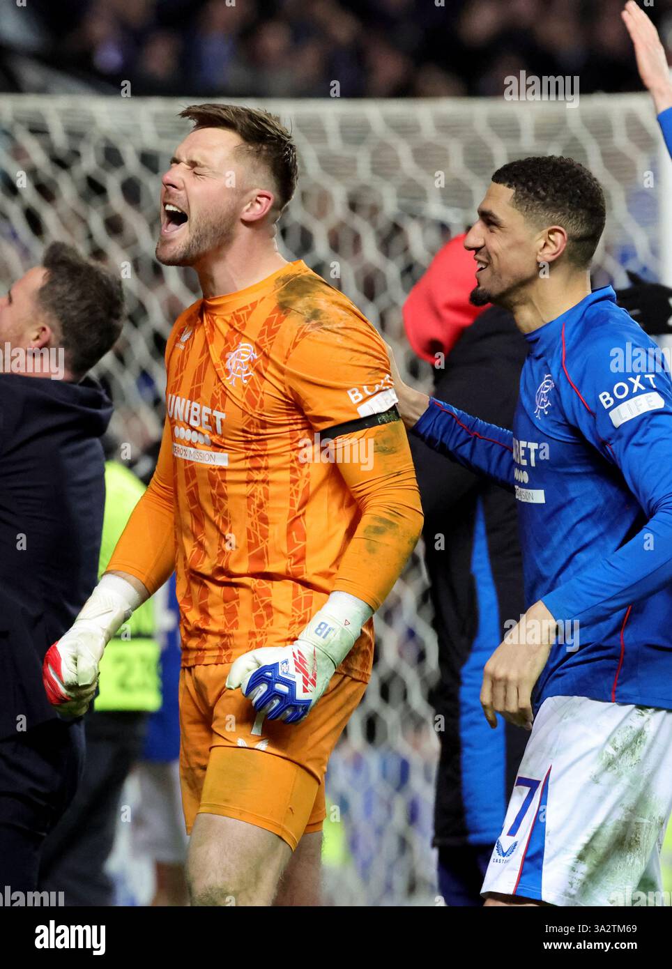 Rangers goalkeeper Jack Butland celebrates after the UEFA Europa League ...
