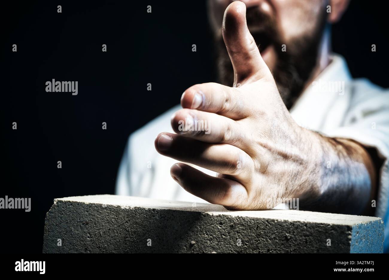 Aggressive kickboxer showing strength gym hi-res stock photography and ...